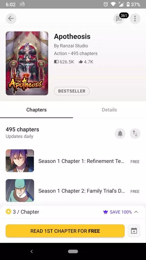 Android eta iPhonerako Manhwa eta Webtoons aplikazio onenak 3979_16