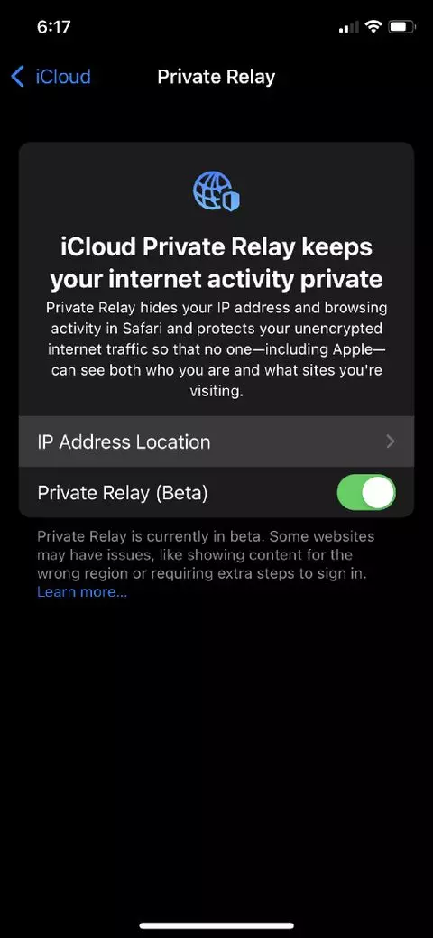 iOS 15 e kenyelletsa VPN e patiloeng bakeng sa ba ngolisitseng iCloud (Mofuta oa) 4028_6