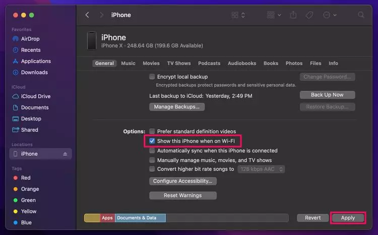 Com sincronitzar el vostre iPhone amb un Mac mitjançant Wi-Fi 4036_2