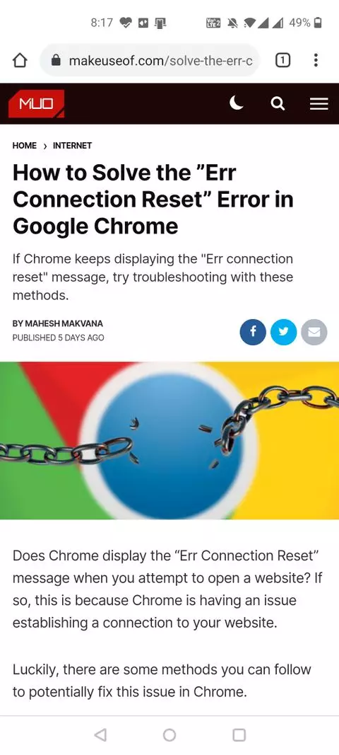 Letlapa la hau la Android le ka 'na la e-ba le Mokhoa oa Desktop Ha U sebelisa Chrome 41143_2