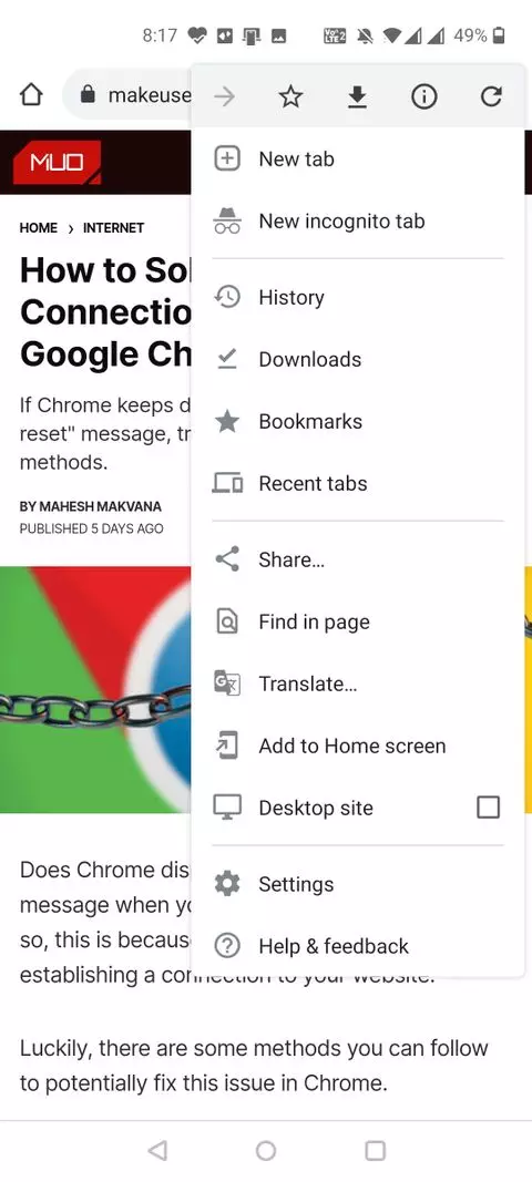 Chrome ကိုအသုံးပြုသည့်အခါ သင်၏ Android တက်ဘလက်သည် မကြာမီ ပုံသေဒက်စ်တော့မုဒ်သို့ ရောက်ရှိနိုင်မည်ဖြစ်သည်။ 41143_3