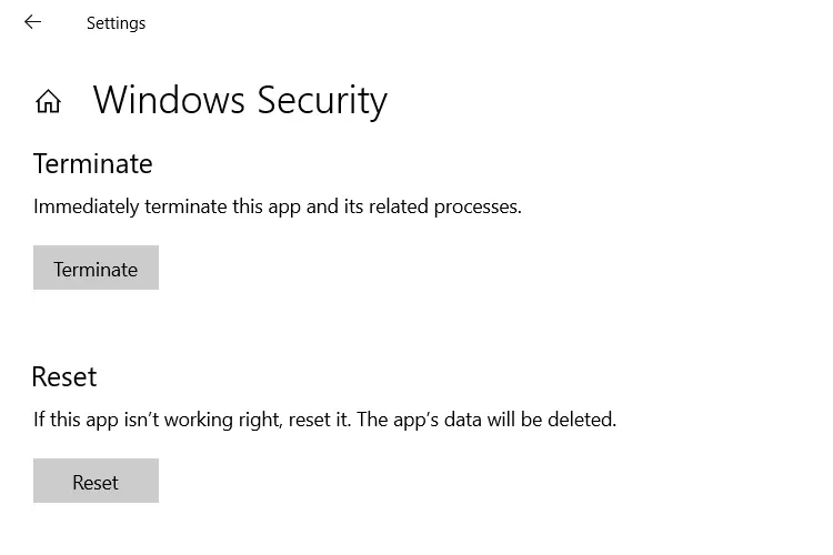 Si të rregulloni aplikacionin e Sigurisë së Windows kur nuk fillon ose rrëzohet 4154_3