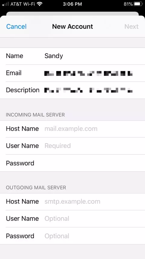 Otu esi etinye ma wepu akaụntụ email na iPhone na iPad 4214_5