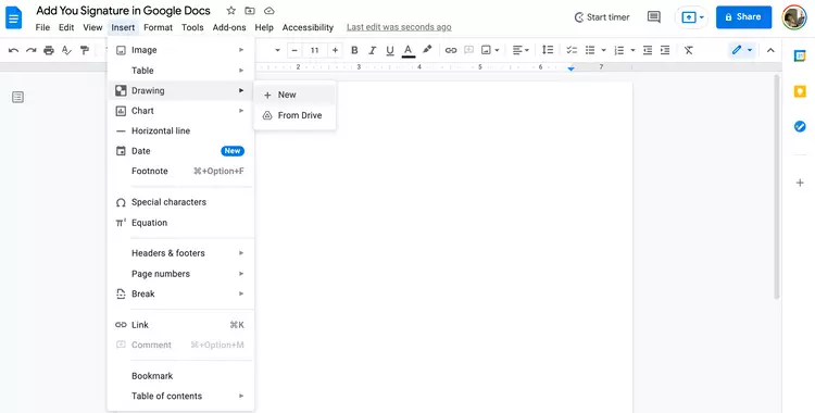 Comment ajouter une signature à Google Docs