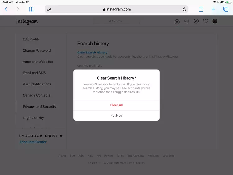 మీ Instagram శోధన చరిత్రను ఎలా క్లియర్ చేయాలి 4457_4
