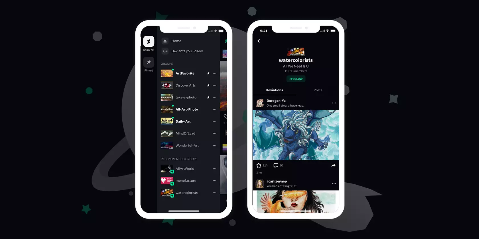 DeviantArt agrega una barra lateral y grupos a su aplicación móvil