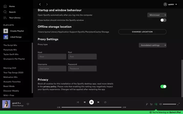 Spotifyキャッシュの場所を変更する方法 47141_5