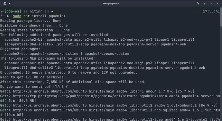 Administre su base de datos PostgreSQL con pgAdmin en Ubuntu 4944_3