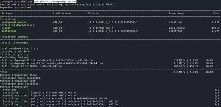 Yuav ua li cas rau nruab thiab teeb tsa PostgreSQL ntawm CentOS 4945_5