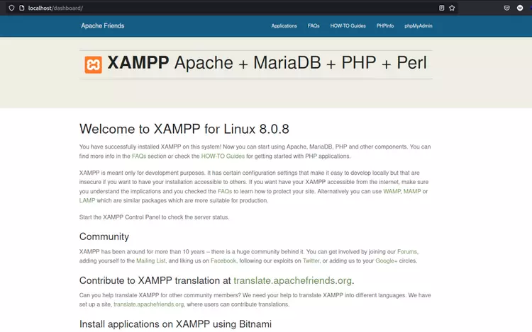 Faʻafefea ona Seti se LAMP Siosiomaga ma XAMPP ile Ubuntu Linux 5013_7