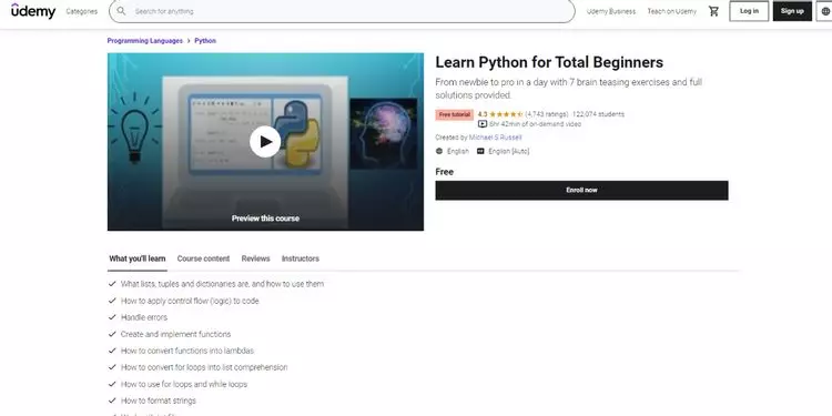 Python баштагандар үчүн 9 бекер онлайн курстары 5122_2