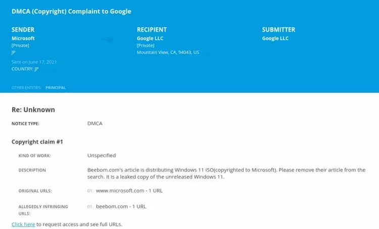 מיקרוסופט מנפיקה הודעות הסרת DMCA לאתרי אירוח שדלפו ל-Windows 11 ISO 52403_2