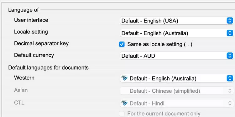 Yuav Hloov Li Cas Spellchecker Language hauv 5 Office Suites ntawm Mac 5429_6