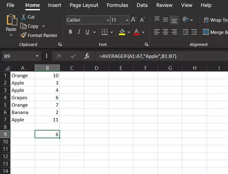Como usar a función AVERAGEIF en Excel 5466_3