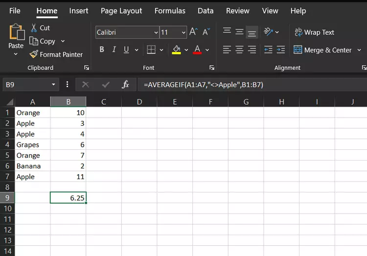 Como usar a función AVERAGEIF en Excel 5466_4