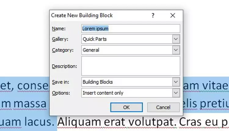 නිතර භාවිතා කරන පෙළ ඇතුළු කිරීමට Microsoft Word හි ඉක්මන් කොටස් භාවිතා කරන්න 5516_4