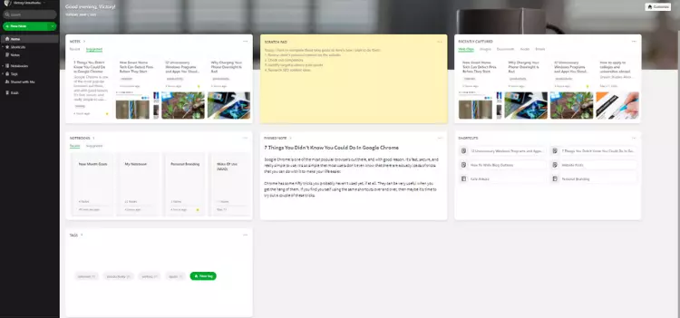 Evernote's New Home Dashboard: Brûk handige widgets om jo notysjes te organisearjen 5570_2