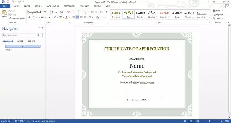 Sådan opretter du en certifikatskabelon i Microsoft Word 5655_4