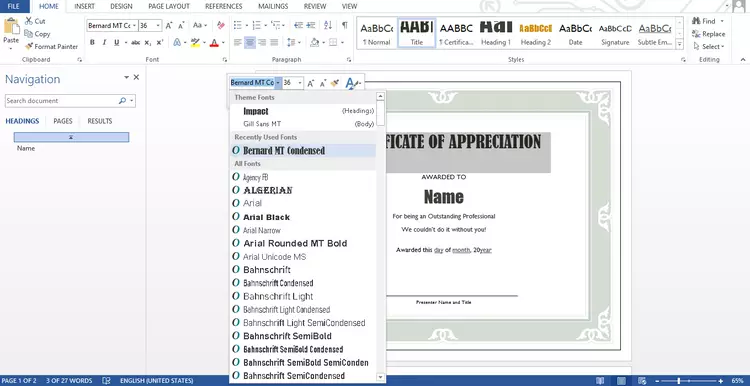 Jak vytvořit šablonu certifikátu v aplikaci Microsoft Word 5655_9