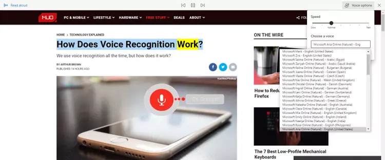 Jinsi ya Kusanidi na Kudhibiti Kipengele cha Kusoma kwa Sauti katika Microsoft Edge 5801_9