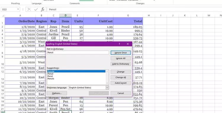 วิธีตรวจสอบการสะกดและไวยากรณ์ใน Excel 5814_3