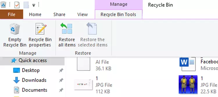 4 façons de restaurer des fichiers à partir de la corbeille dans Windows 10 58631_4