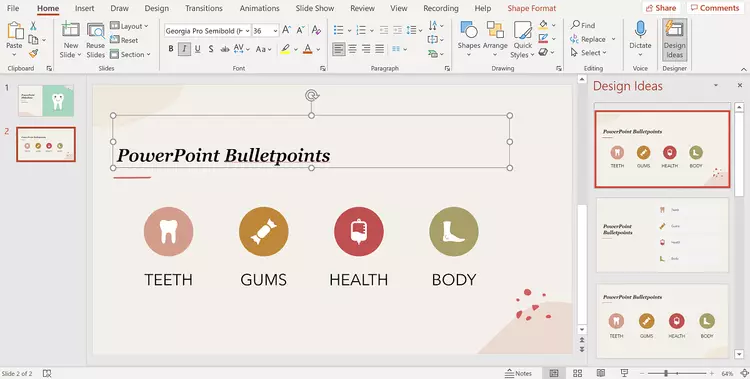 PowerPoint-ийн дизайнерын функцээр хэрхэн мэргэжлийн слайд шоу хийх вэ 5882_3