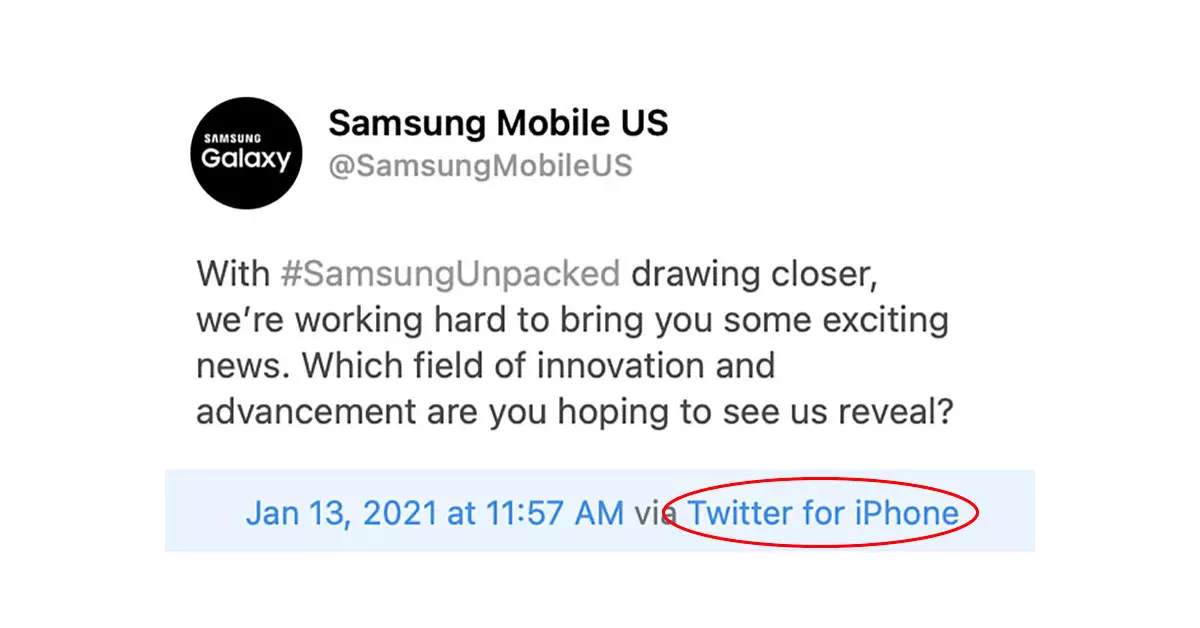 Samsung erter Galaxy S21 ved å tweete fra en iPhone