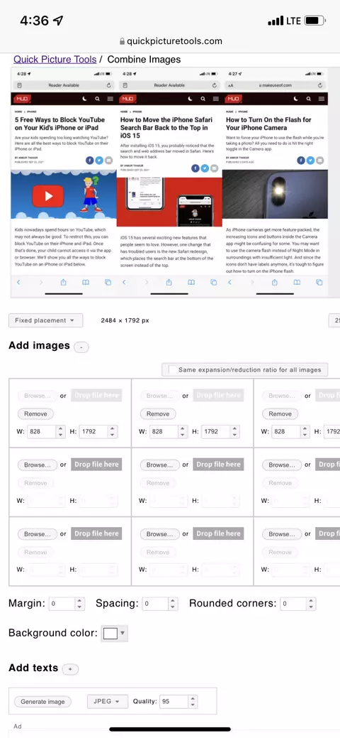 3 bezplatné způsoby, jak kombinovat více snímků obrazovky vedle sebe na vašem iPhone 5981_8