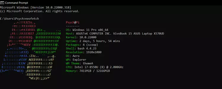 विंडोज़ पर Neofetch कैसे स्थापित करें और उसका उपयोग कैसे करें 6114_4