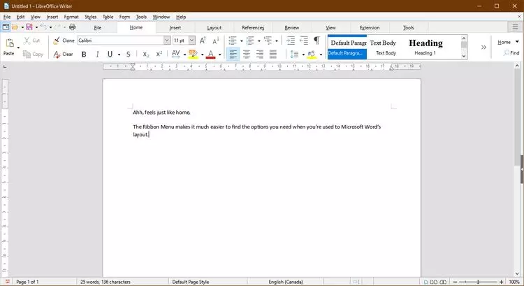 Meriv çawa Bi Zû LibreOffice Writer saz dike ku mîna Microsoft Word-ê bixebite