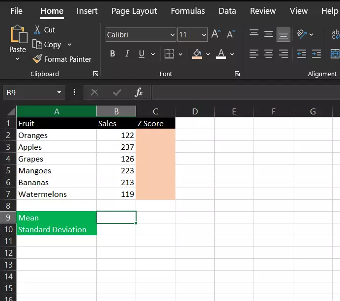 Cara Mengira Skor Z dalam Excel