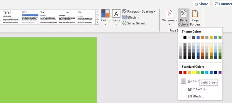 Како променити боју позадине странице у програму Мицрософт Ворд 719_2