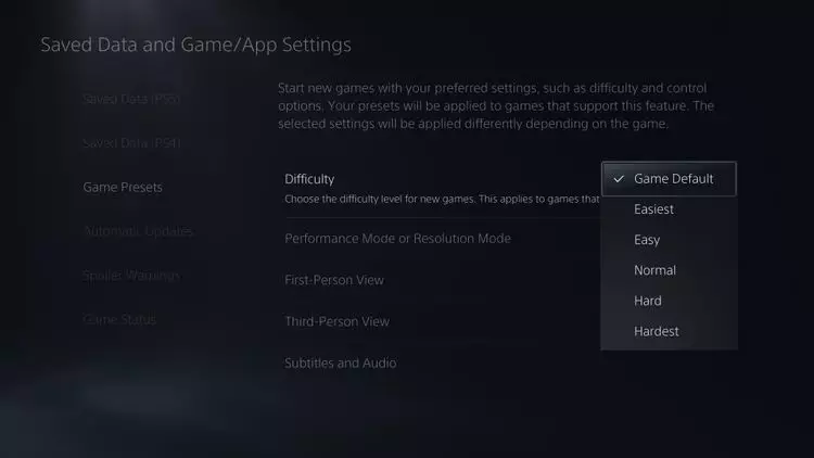 ಎಲ್ಲಾ PS5 ಆಟಗಳಲ್ಲಿ ಡೀಫಾಲ್ಟ್ ಗೇಮ್ ಸೆಟ್ಟಿಂಗ್ಗಳನ್ನು ಹೇಗೆ ಆರಿಸುವುದು 7782_3