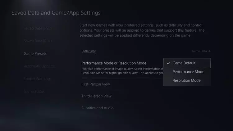 ಎಲ್ಲಾ PS5 ಆಟಗಳಲ್ಲಿ ಡೀಫಾಲ್ಟ್ ಗೇಮ್ ಸೆಟ್ಟಿಂಗ್ಗಳನ್ನು ಹೇಗೆ ಆರಿಸುವುದು 7782_4