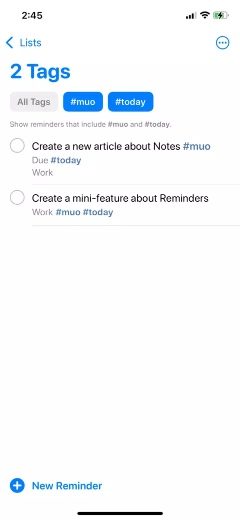 ടാഗുകൾ ഉപയോഗിച്ച് നിങ്ങളുടെ iPhone റിമൈൻഡറുകൾ എങ്ങനെ സംഘടിപ്പിക്കാം 8702_11