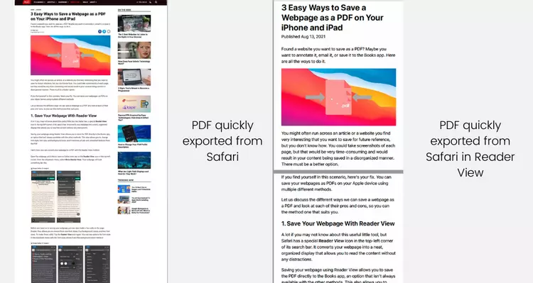 Mac дээрх Safari ашиглан вэб хуудсыг PDF хэлбэрээр хадгалах 3 хялбар арга 8735_2