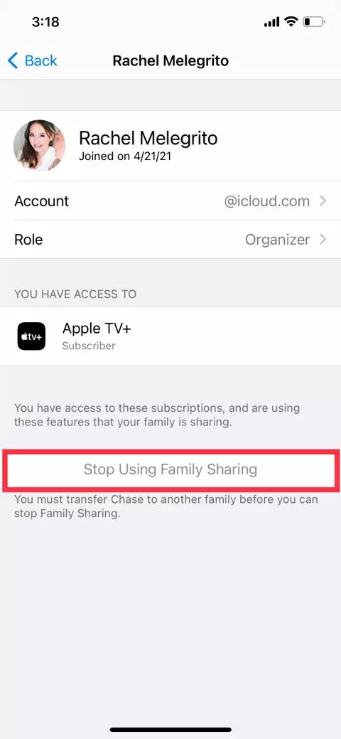 Πώς να σταματήσετε τη χρήση της Apple Family Sharing ή να αφαιρέσετε άλλα μέλη της οικογένειας 8748_3