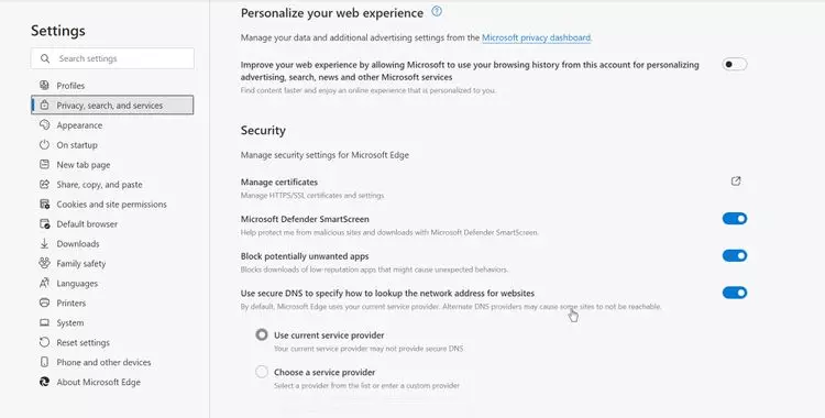 Microsoft Edge-de Howpsuzlyk sazlamalary üçin gollanma 9102_3