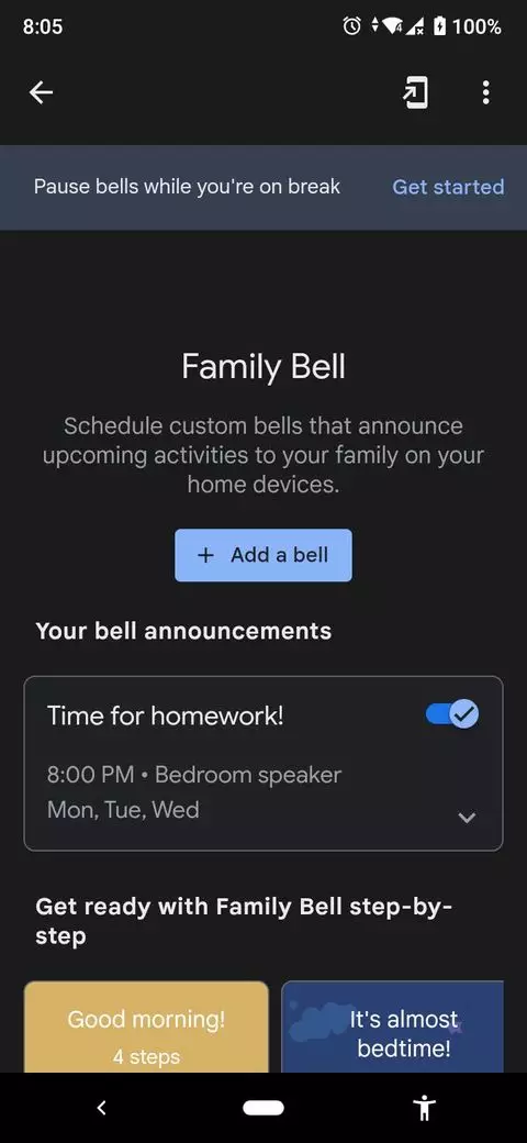 Як наладзіць Family Bell на вашым Google Nest або Google Home Speaker 922_5