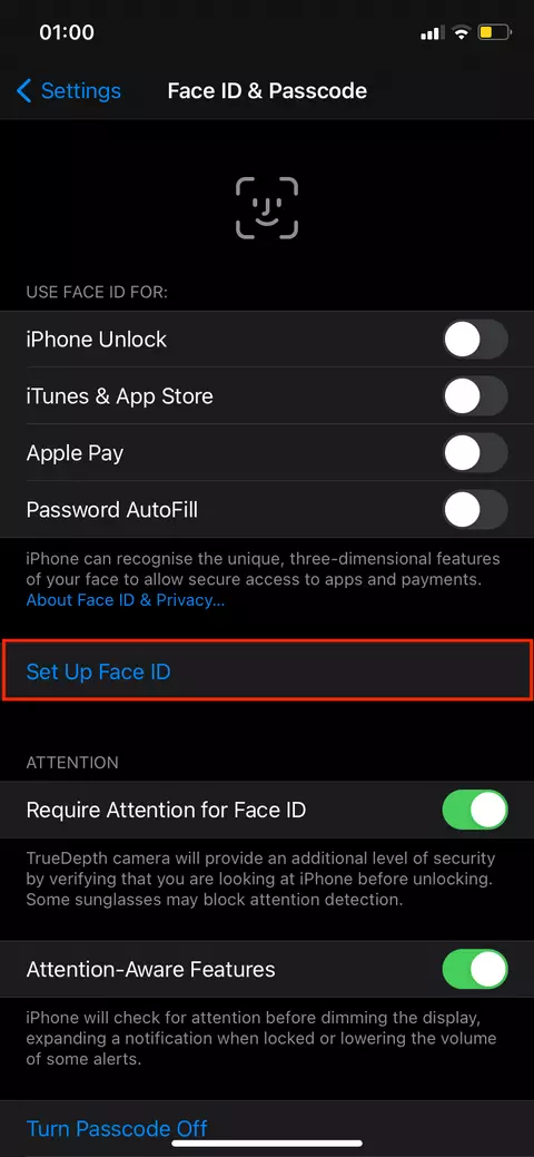 په خپل iPhone یا iPad کې د مخ ID تنظیم کولو څرنګوالی 9884_4